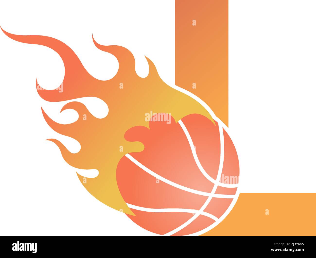 Letter L with basketball ball on fire illustration vector Stock Vector ...