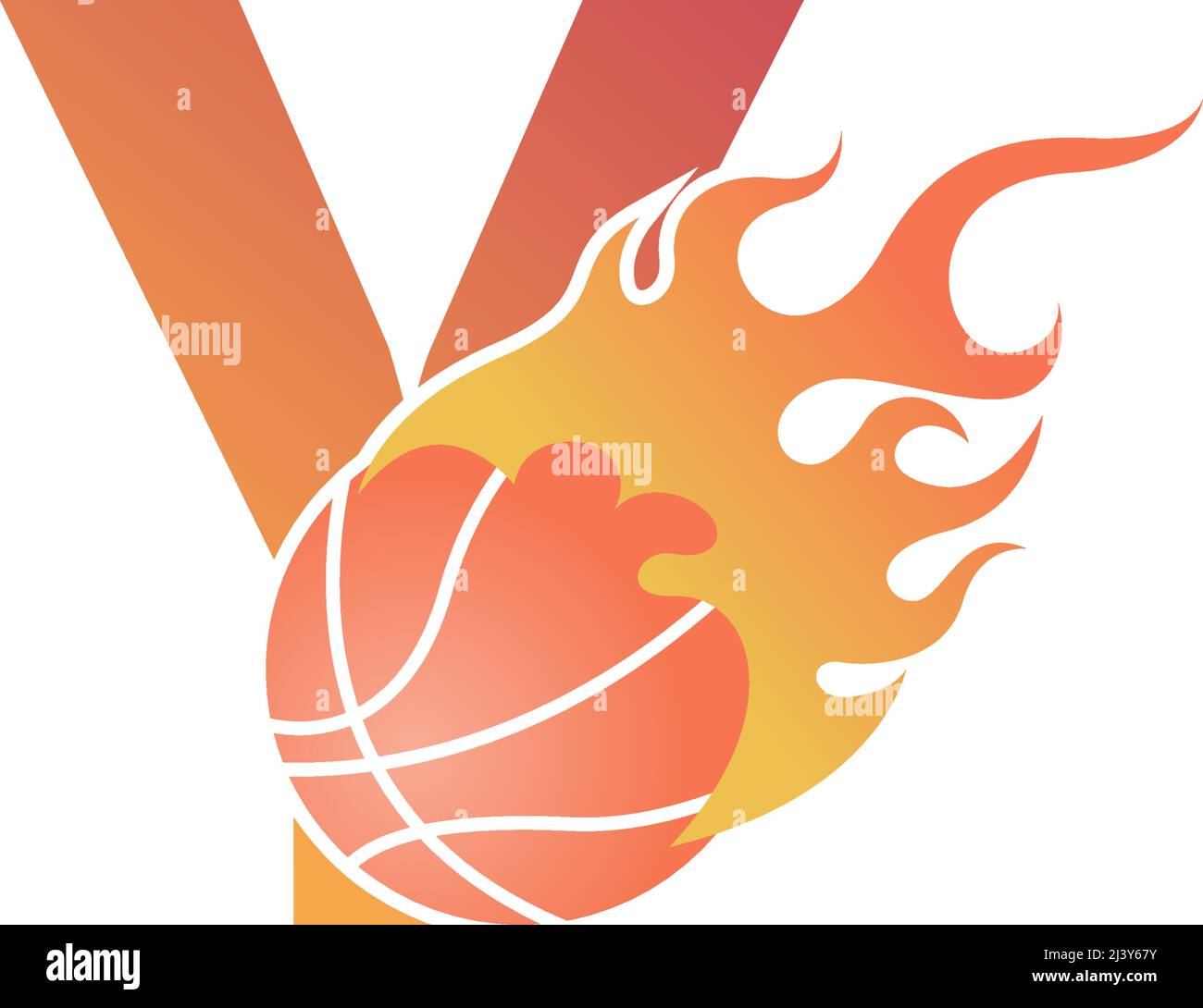 Letter Y with basketball ball on fire illustration vector Stock Vector ...