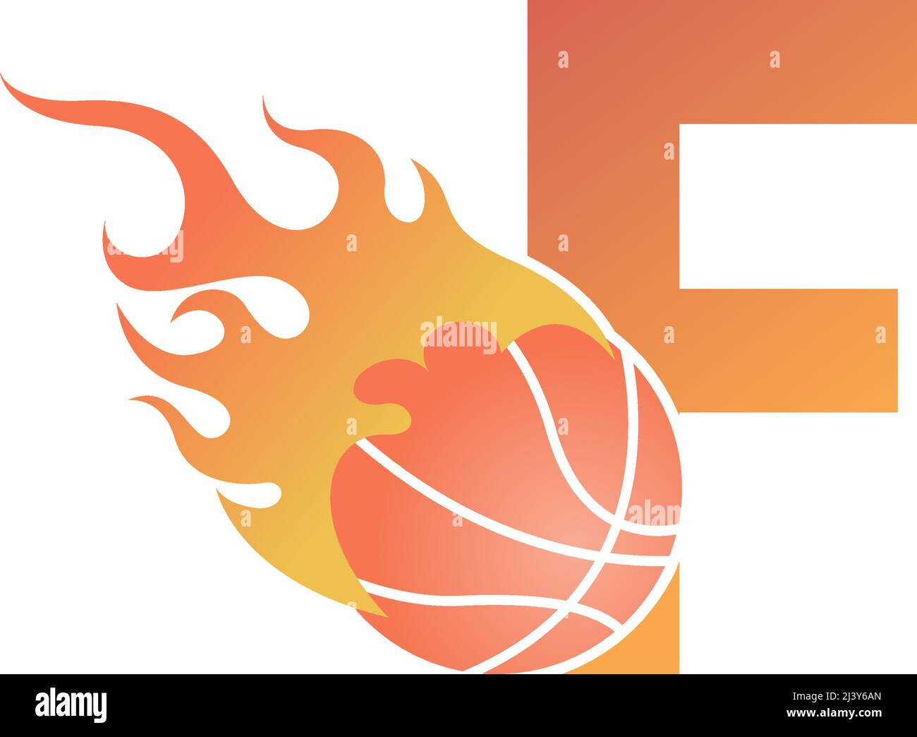 Letter F with basketball ball on fire illustration vector Stock Vector ...