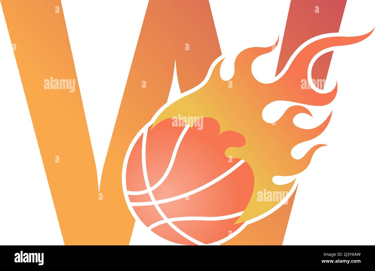 Letter W with basketball ball on fire illustration vector Stock Vector ...