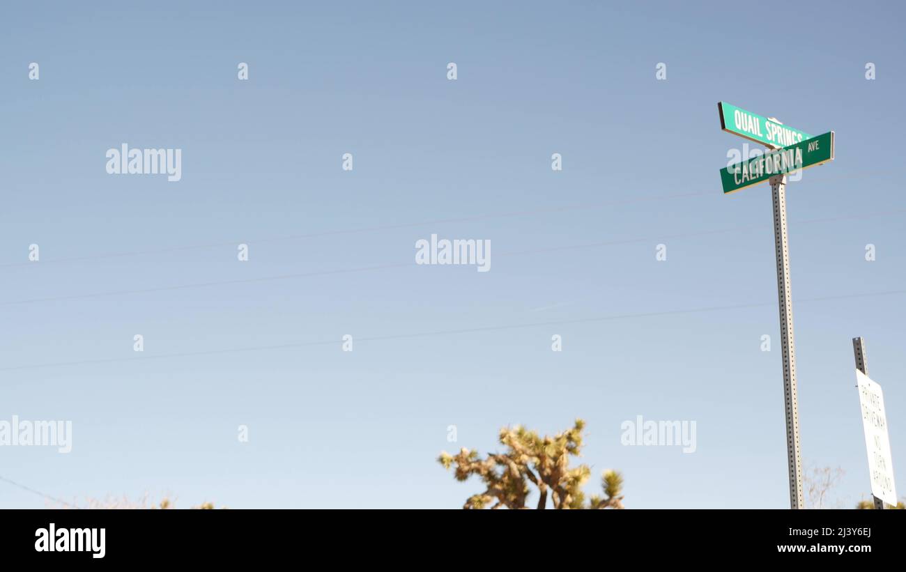 California street crossroad sign, road intersection USA. Travel ...