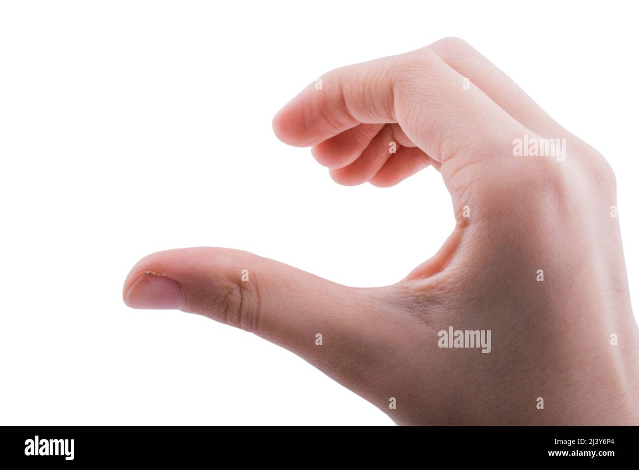 Woman hand isolated on white background showing hand gestures Stock ...