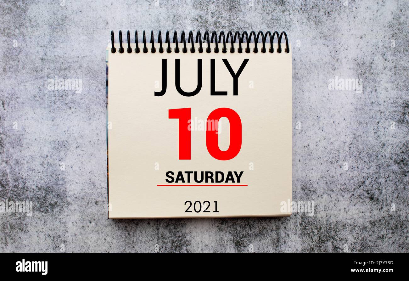 july 10. 10th day of the month, calendar date.White calendar sheet ...