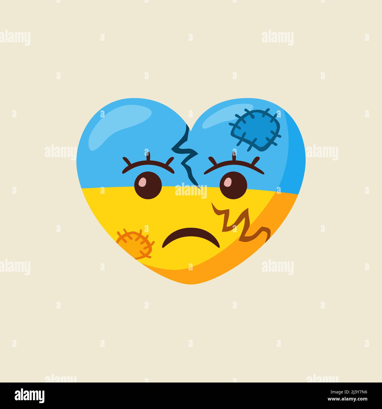 Ukrainian Sad Heart. Symbol of suffering in the war in Ukraine Stock ...