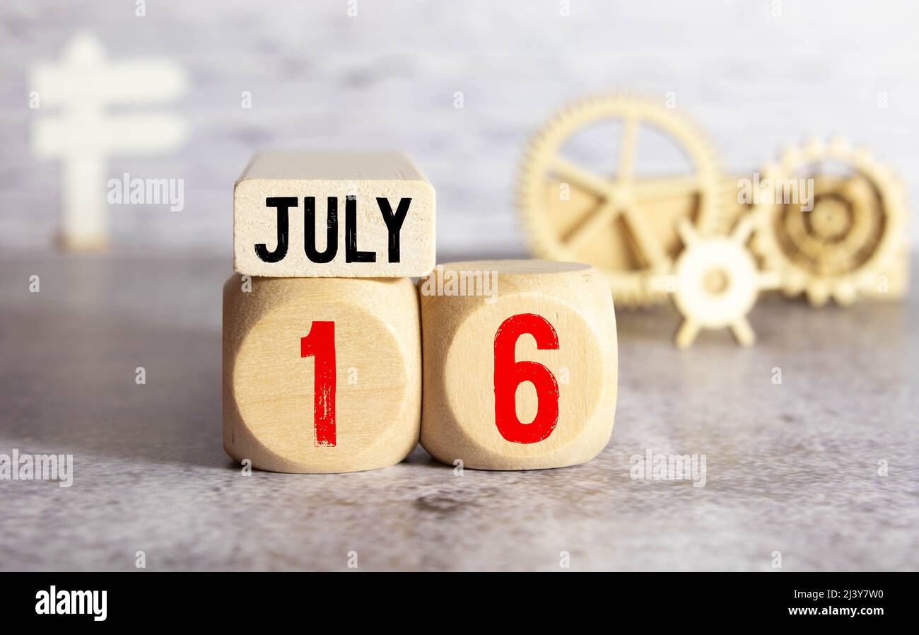 Empty white background with number cube on the table, July 16 Stock ...