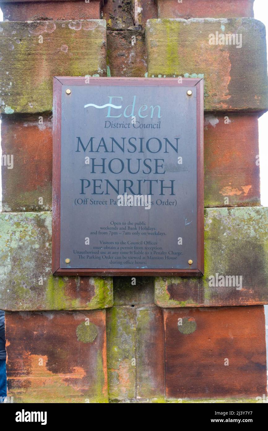 A plaque on a pillar at Mansion House, a council office building owned ...