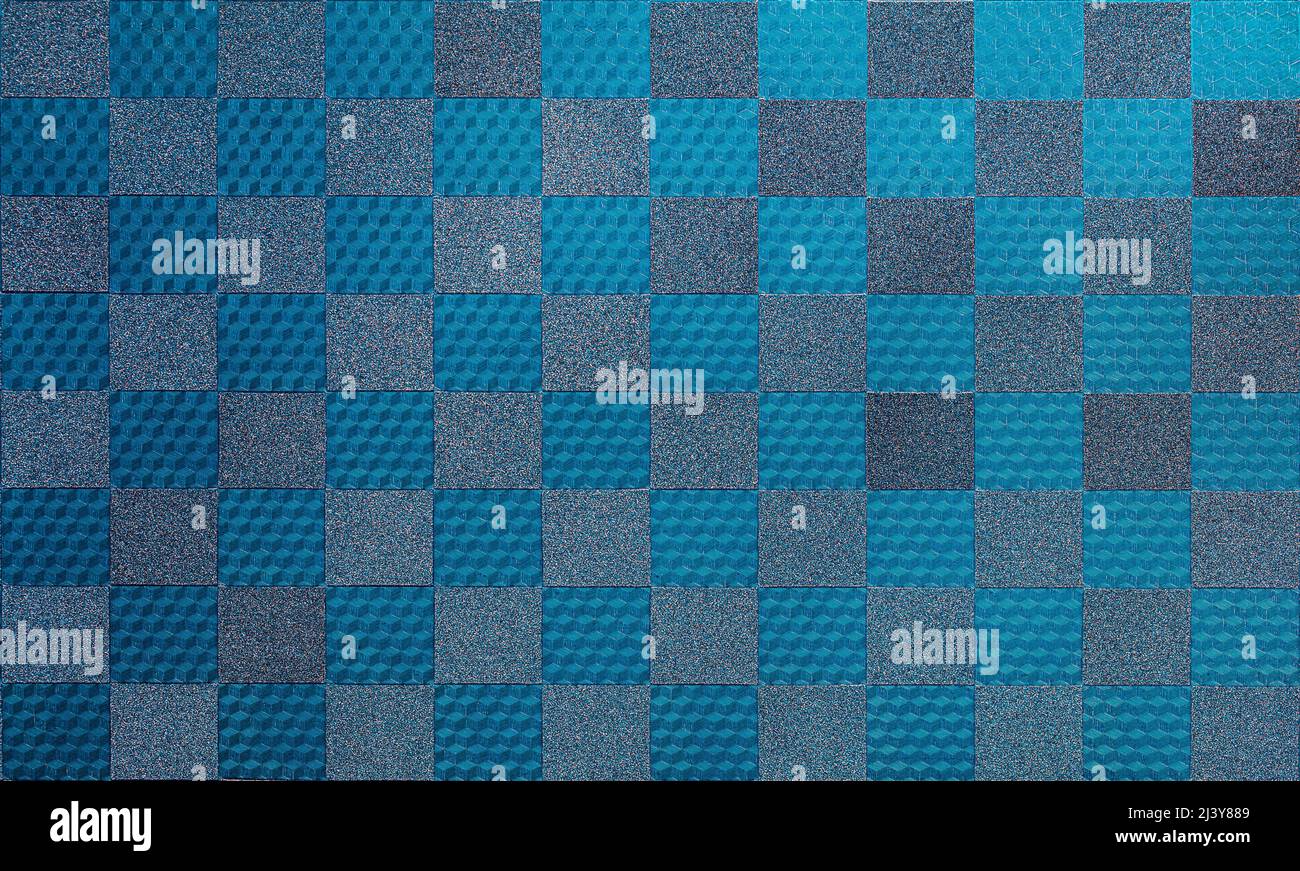 turquoise glossy checkered textured background for design purpose Stock ...