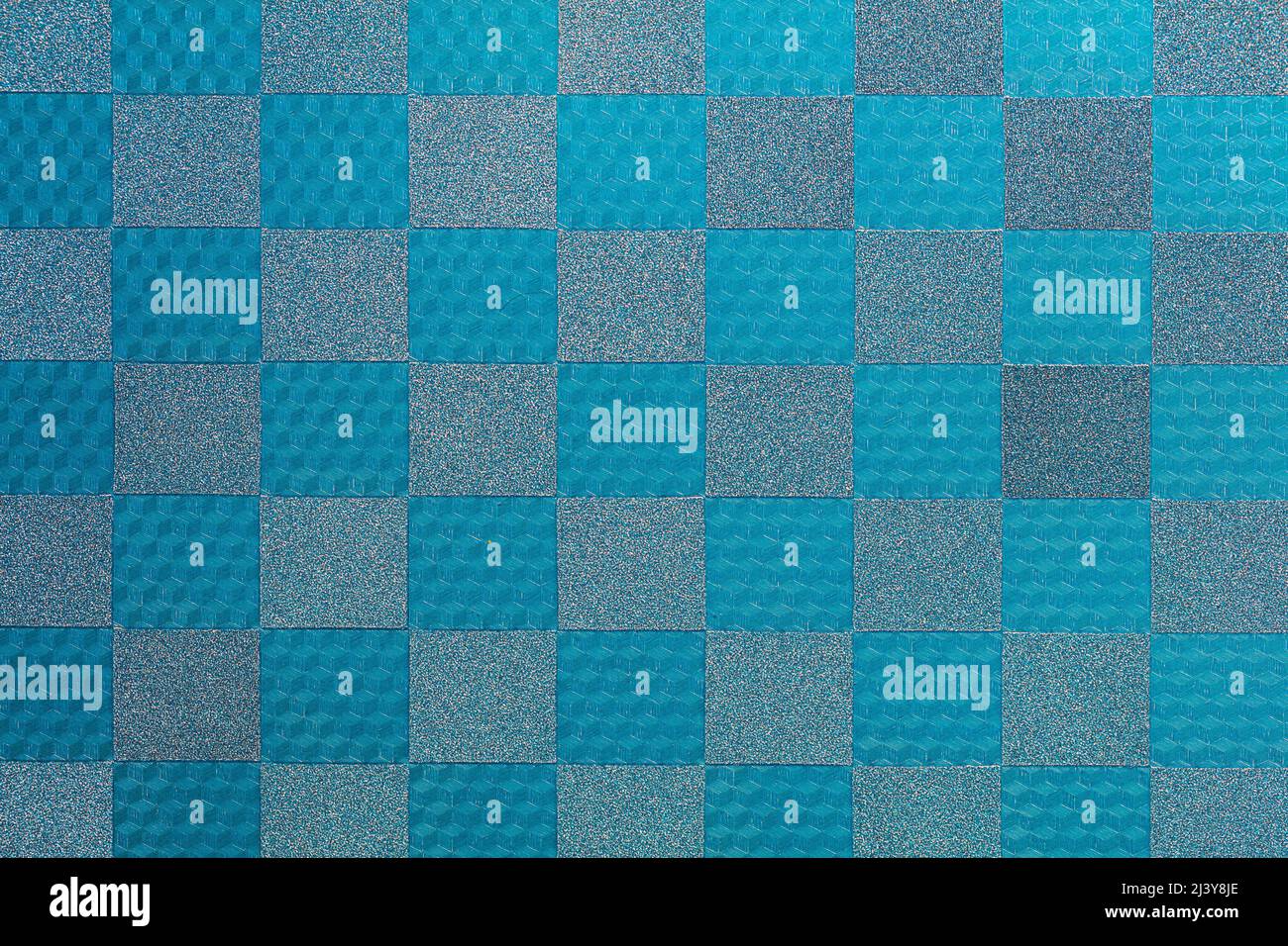 turquoise glossy checkered textured background for design purpose Stock ...