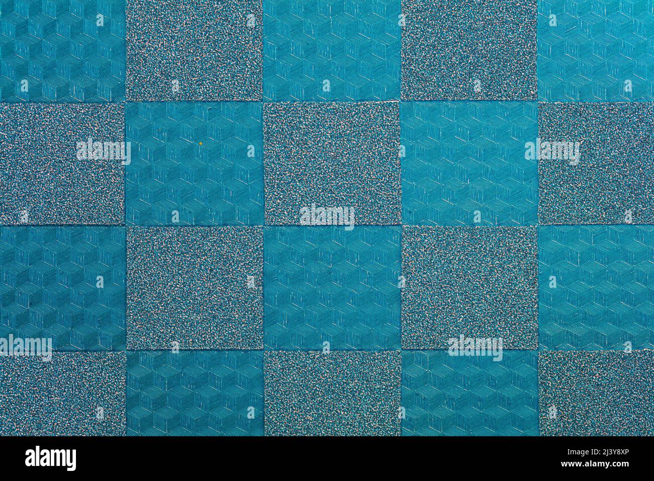 turquoise glossy checkered textured background for design purpose Stock ...