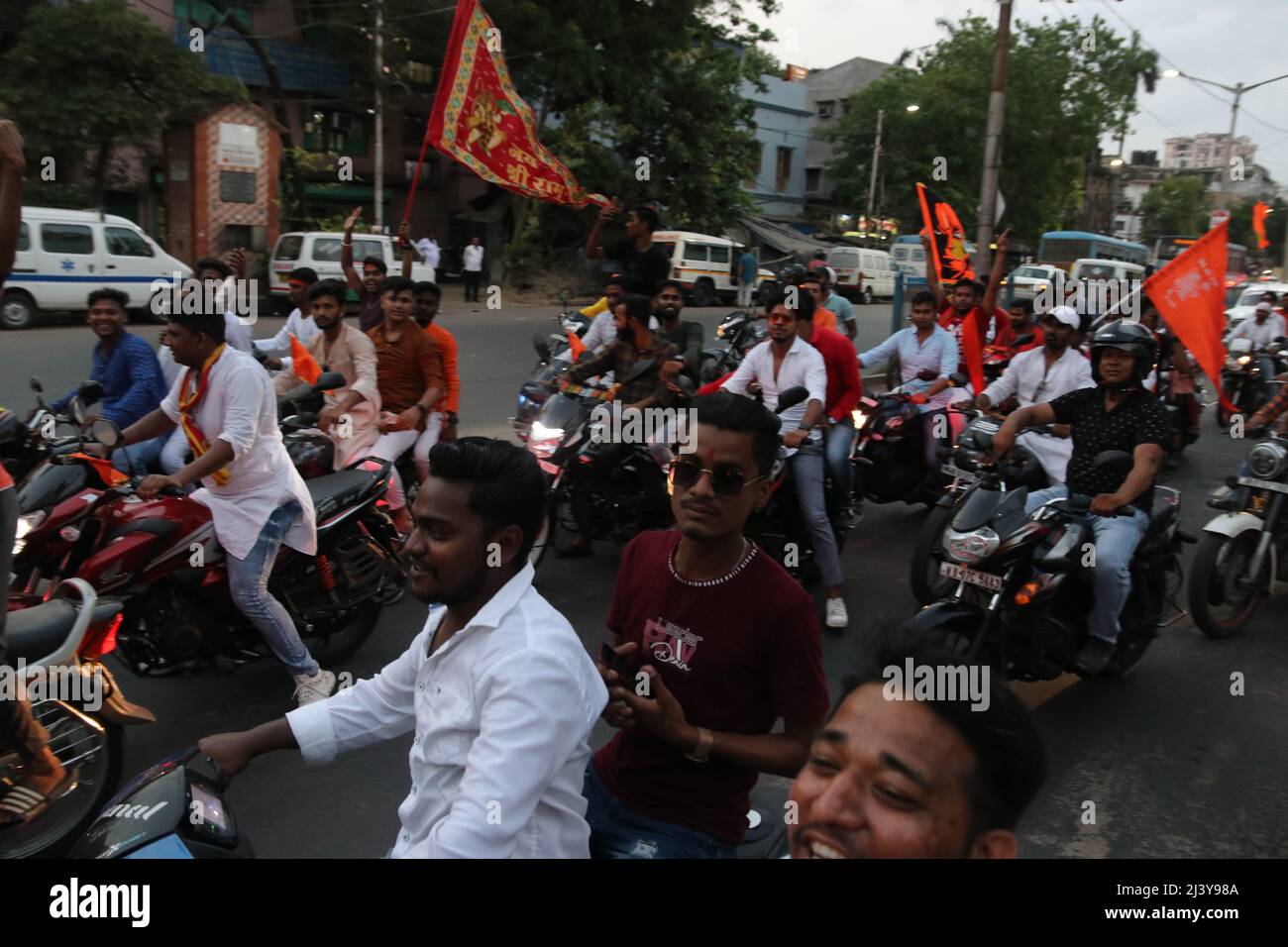 Kolkata, India. 10th Apr, 2022. Indian devotees take part in a religious procession to mark the ...
