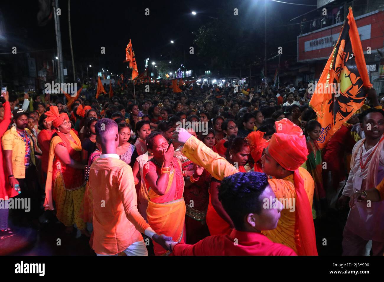 Kolkata, India. 10th Apr, 2022. Indian devotees take part in a religious procession to mark the ...