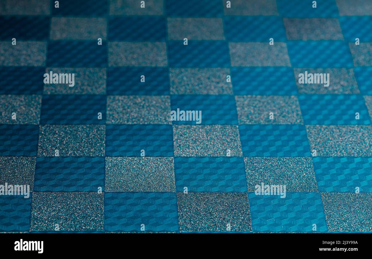 turquoise glossy checkered textured background for design purpose Stock ...