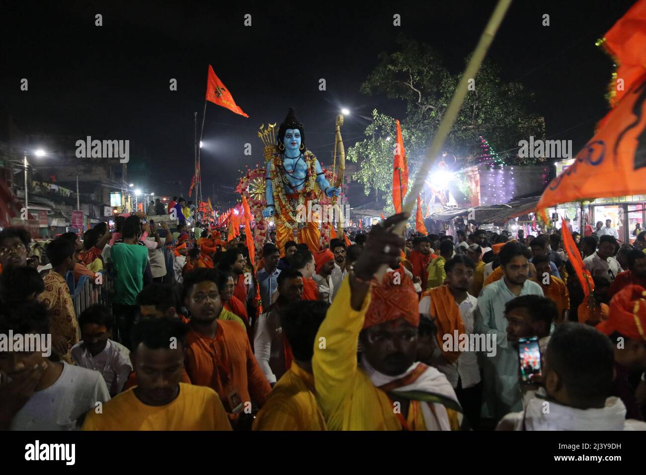 Kolkata, India. 10th Apr, 2022. Indian devotees take part in a religious procession to mark the ...