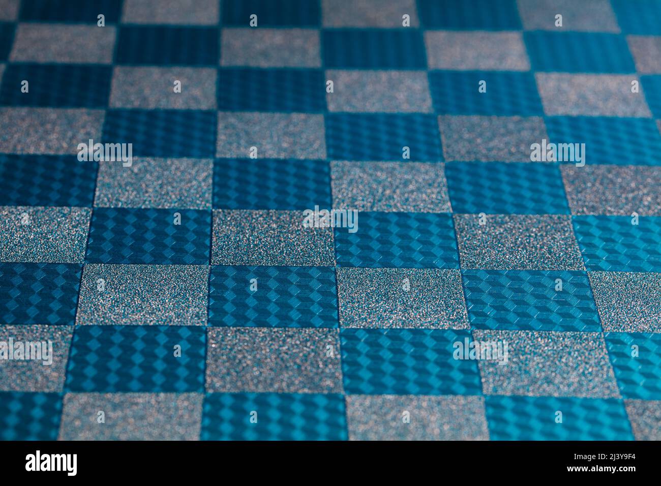 turquoise glossy checkered textured background for design purpose Stock ...