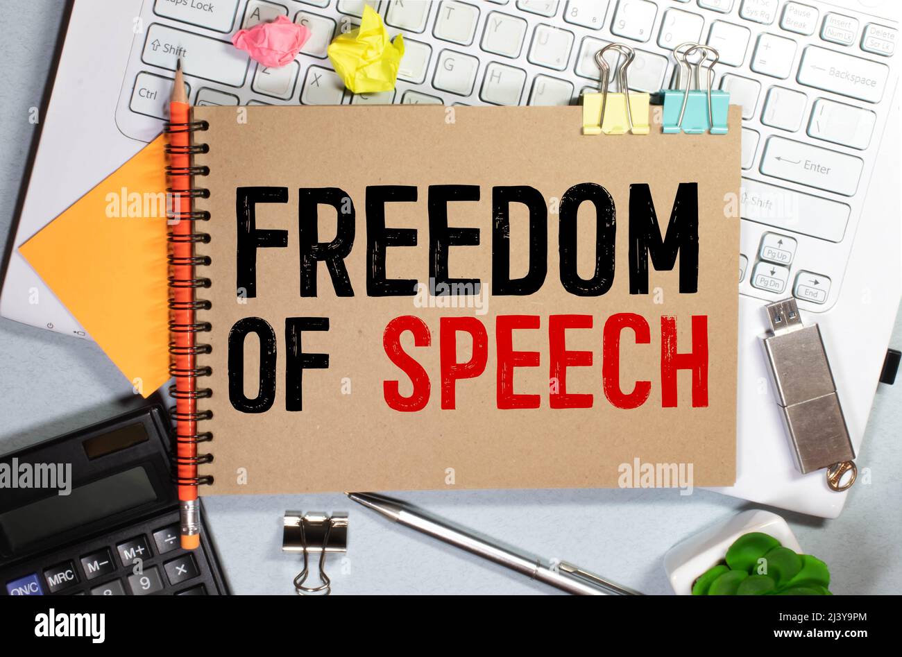 FREEDOM OF SPEECH, text on white paper on yellow background Stock Photo ...