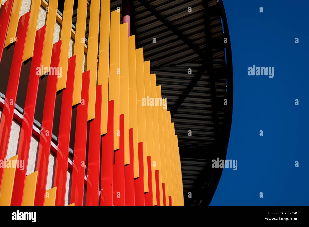 colours building over blue sky background. colorful construction Stock ...