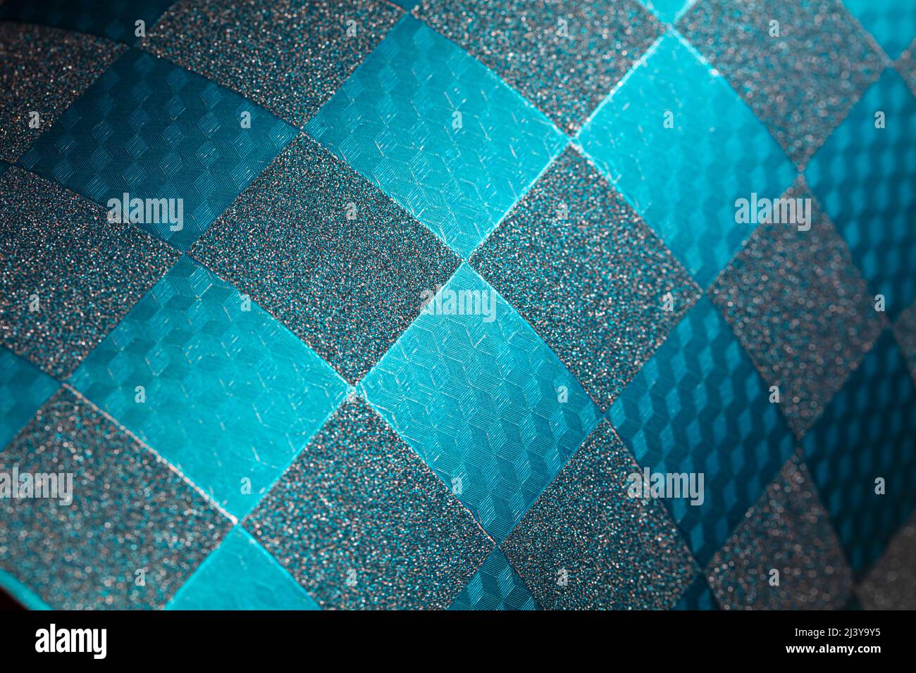 turquoise glossy checkered textured background for design purpose Stock ...