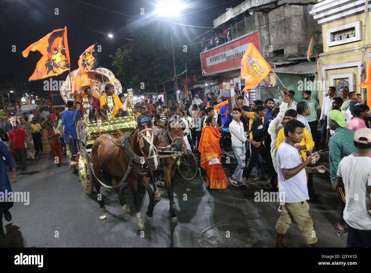 Kolkata, India. 10th Apr, 2022. Indian devotees take part in a religious procession to mark the ...
