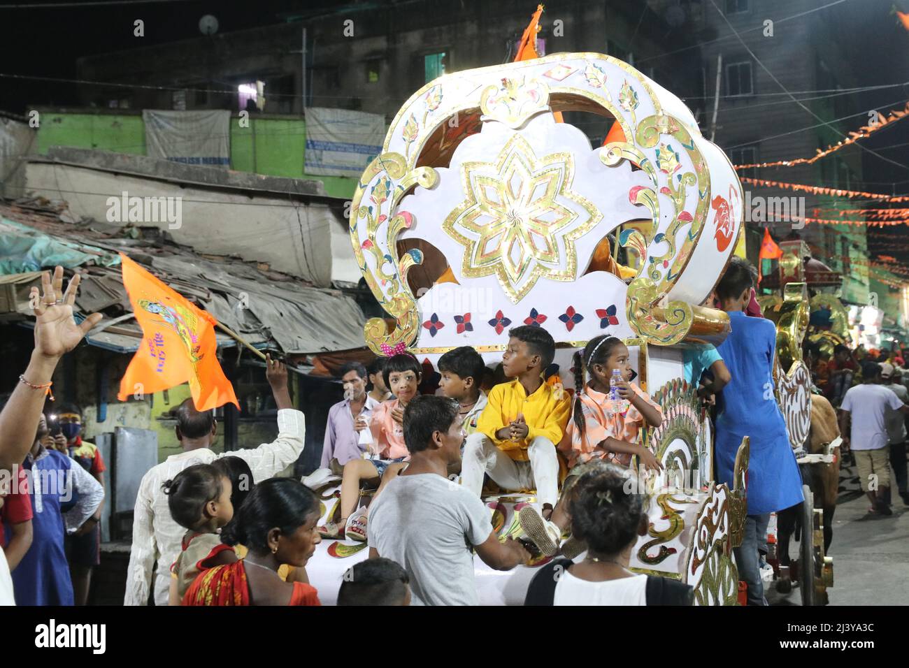 Kolkata, India. 10th Apr, 2022. Indian devotees take part in a religious procession to mark the ...