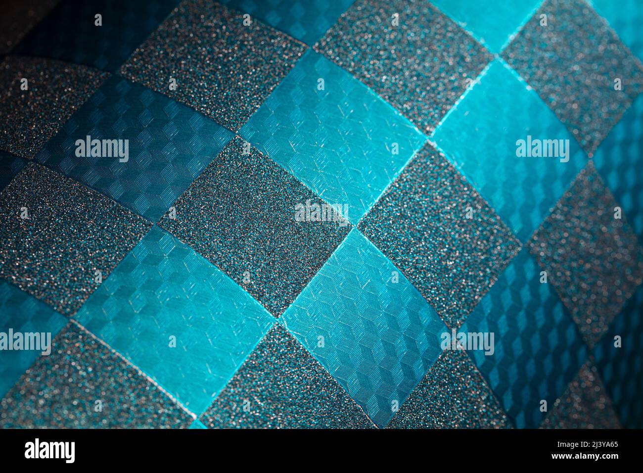 turquoise glossy checkered textured background for design purpose Stock ...