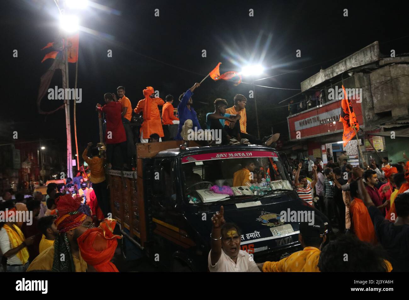 Kolkata, India. 10th Apr, 2022. Indian devotees take part in a religious procession to mark the ...