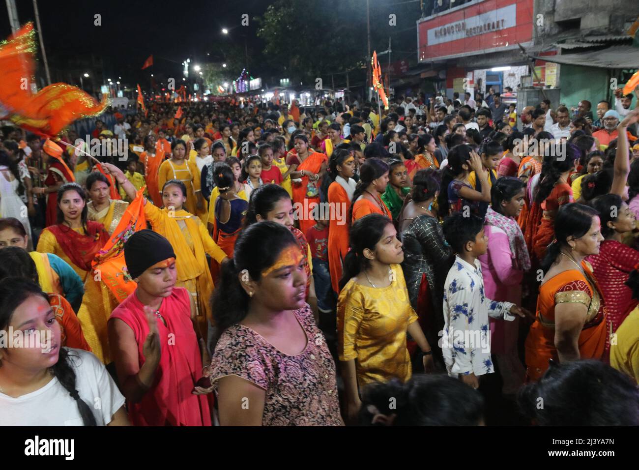 Kolkata, India. 10th Apr, 2022. Indian devotees take part in a religious procession to mark the ...