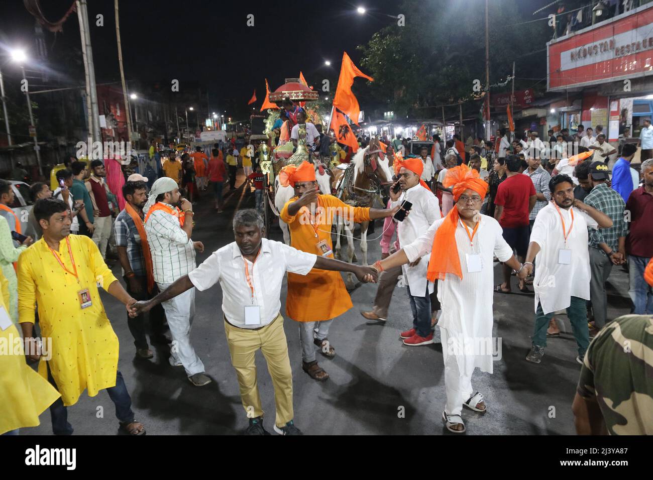 Kolkata, India. 10th Apr, 2022. Indian devotees take part in a religious procession to mark the ...