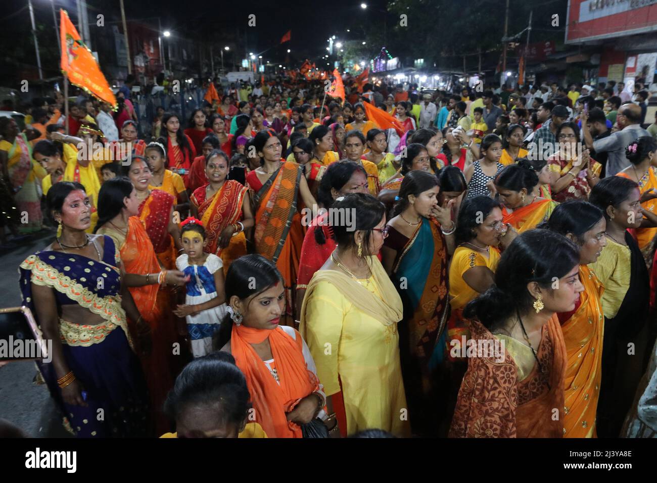 Kolkata, India. 10th Apr, 2022. Indian devotees take part in a religious procession to mark the ...