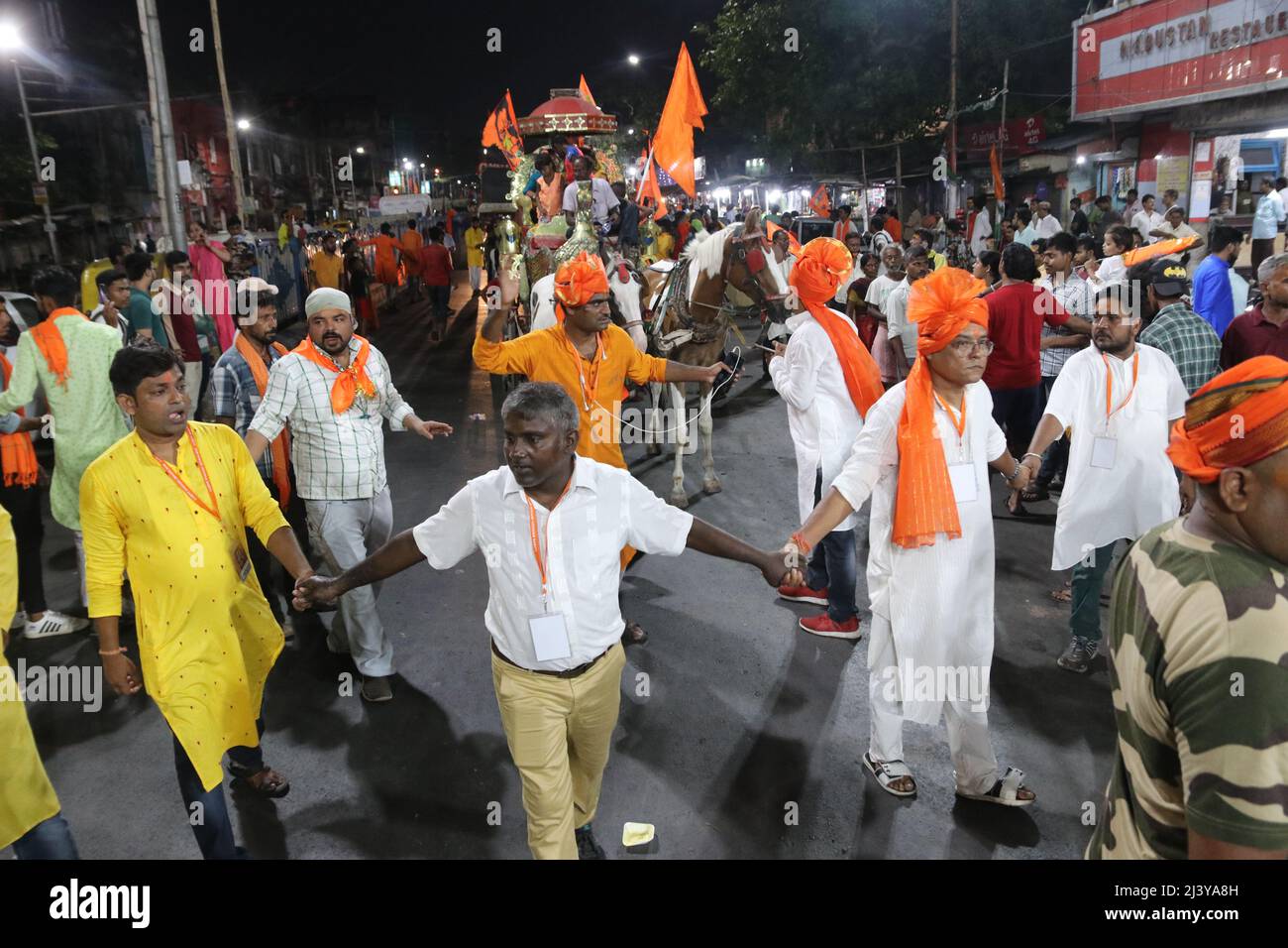 Kolkata, India. 10th Apr, 2022. Indian devotees take part in a religious procession to mark the ...