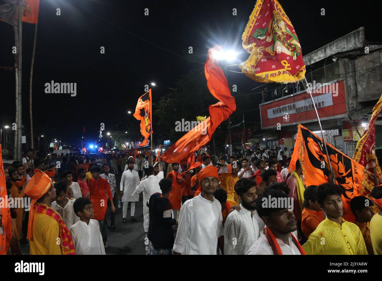 Kolkata, India. 10th Apr, 2022. Indian devotees take part in a religious procession to mark the ...