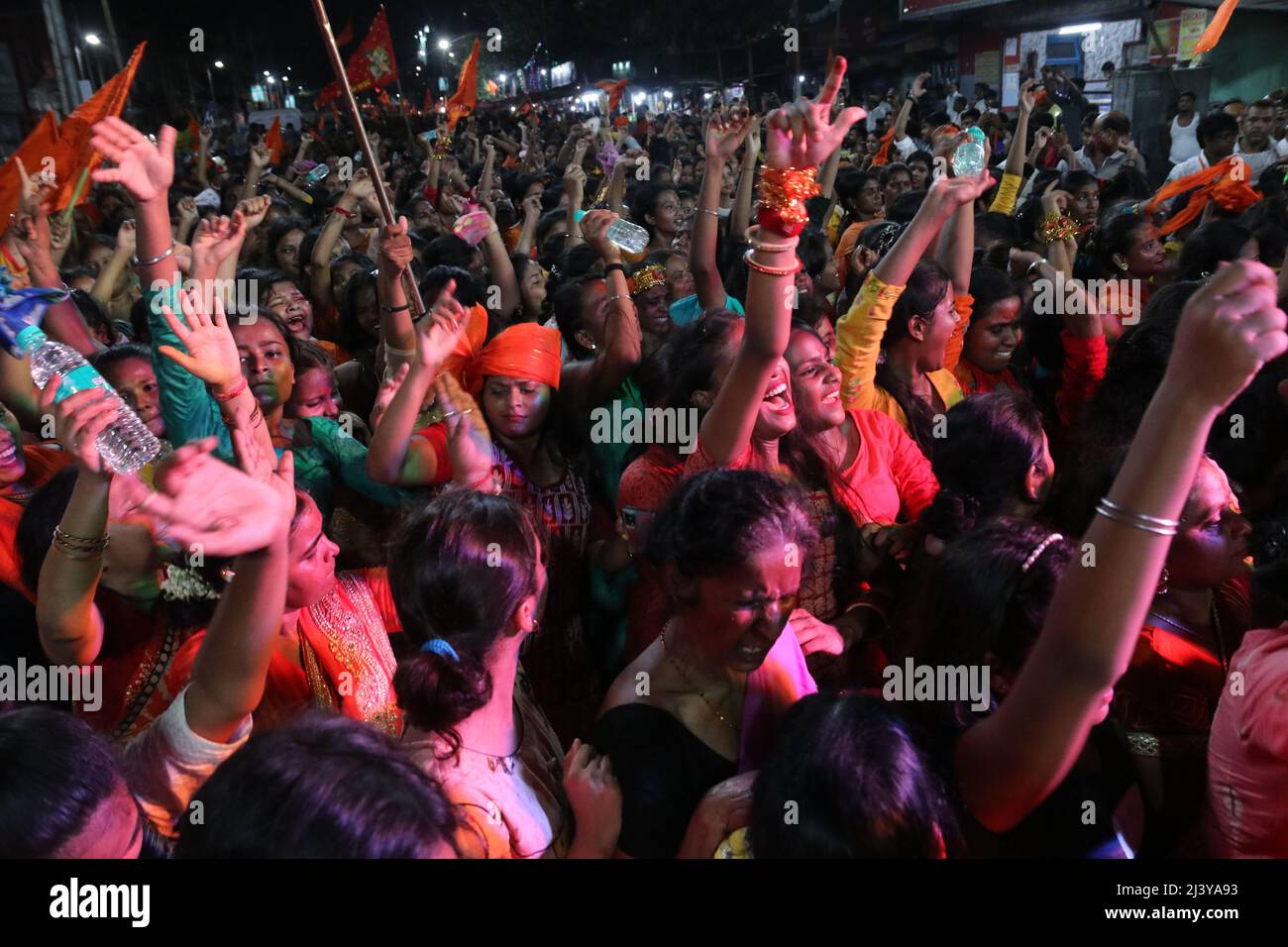 Kolkata, India. 10th Apr, 2022. Indian devotees take part in a religious procession to mark the ...