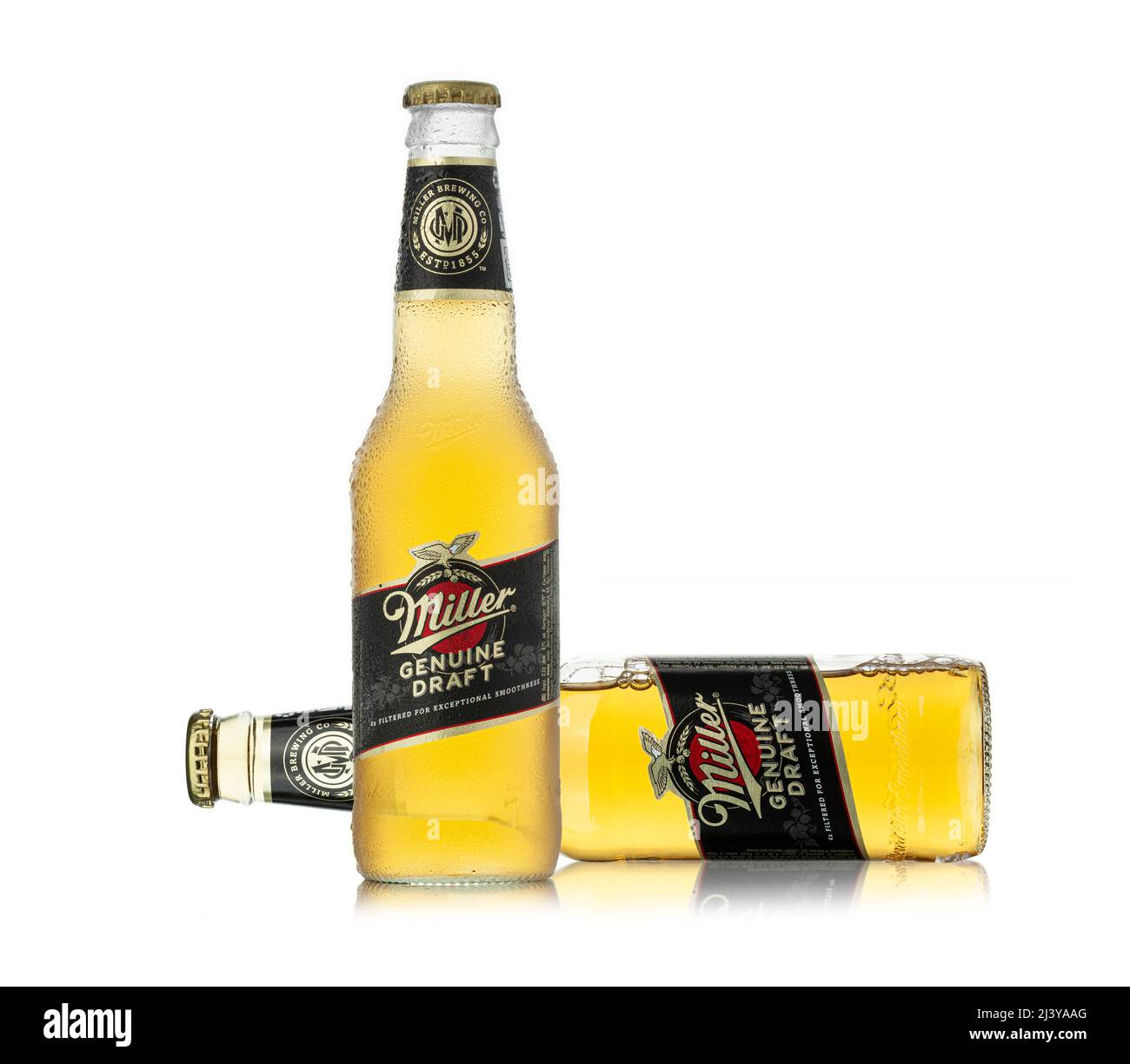 CHISINAU, MOLDOVA - April 9, 2022: Miller Genuine Draft is the original ...