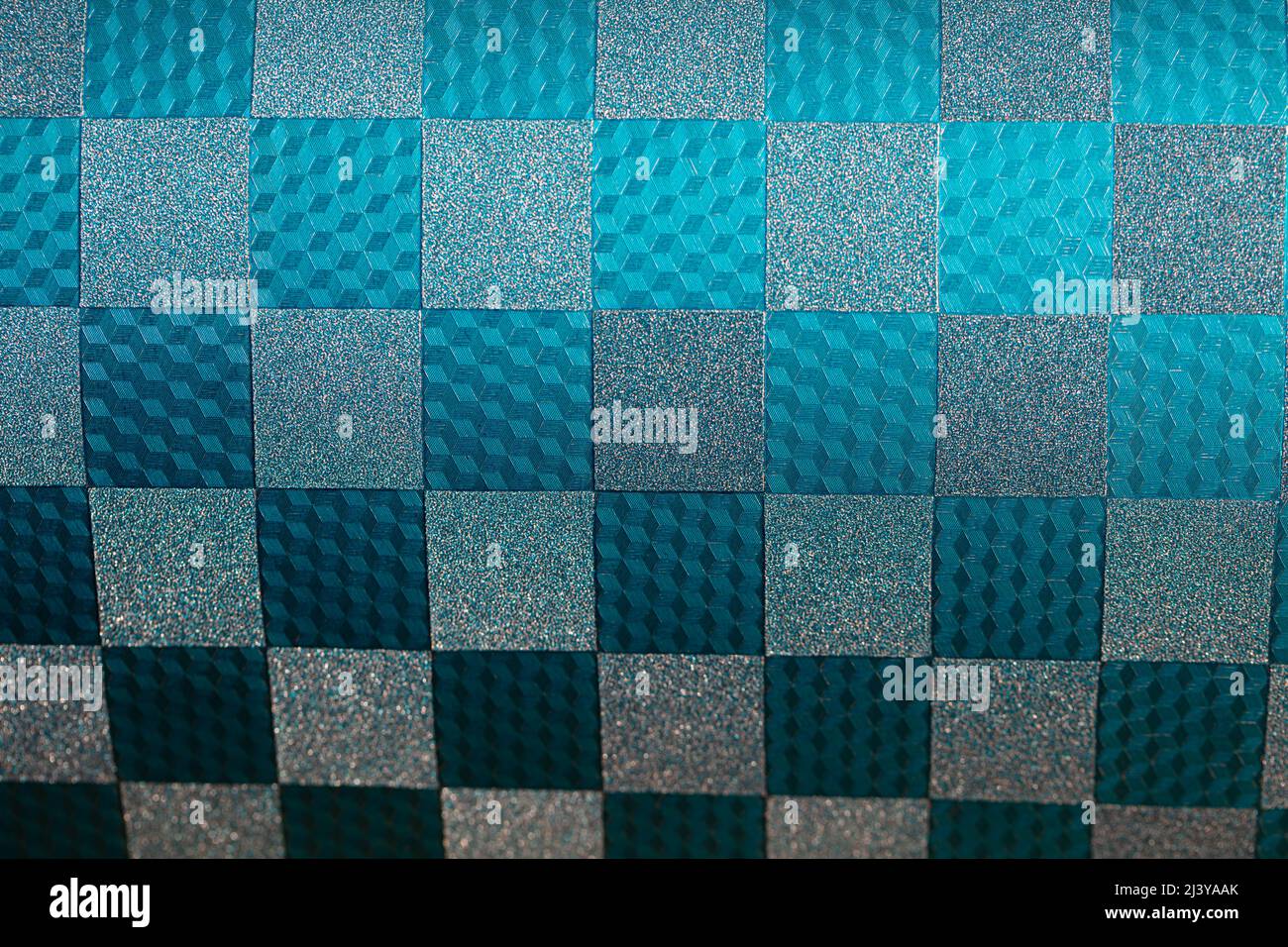 turquoise glossy checkered textured background for design purpose Stock ...