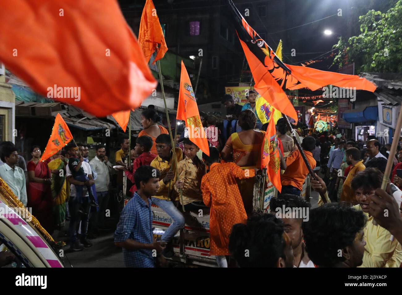 Kolkata, India. 10th Apr, 2022. Indian devotees take part in a religious procession to mark the ...