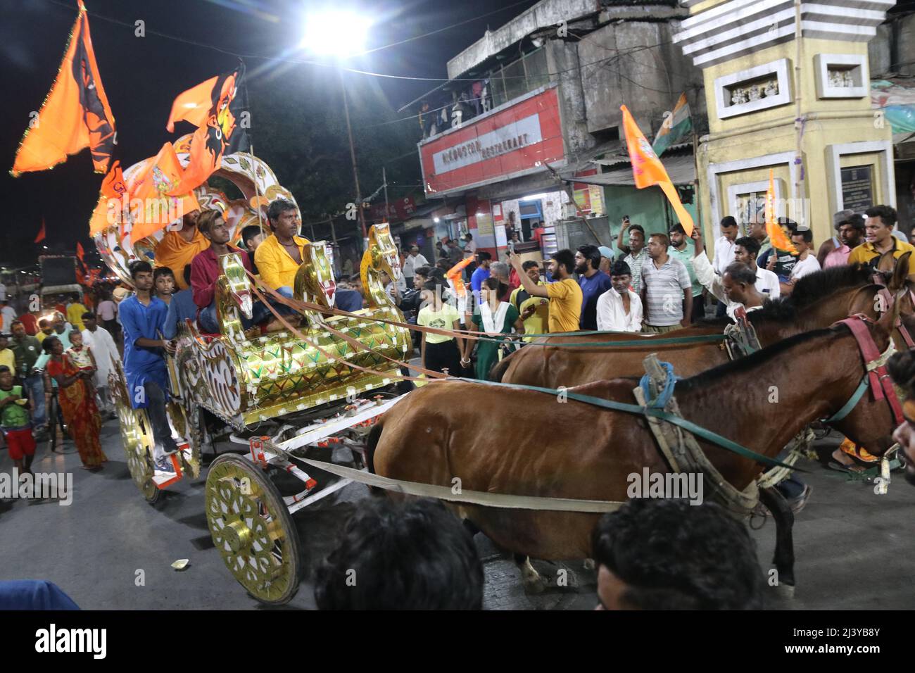 Kolkata, India. 10th Apr, 2022. Indian devotees take part in a religious procession to mark the ...
