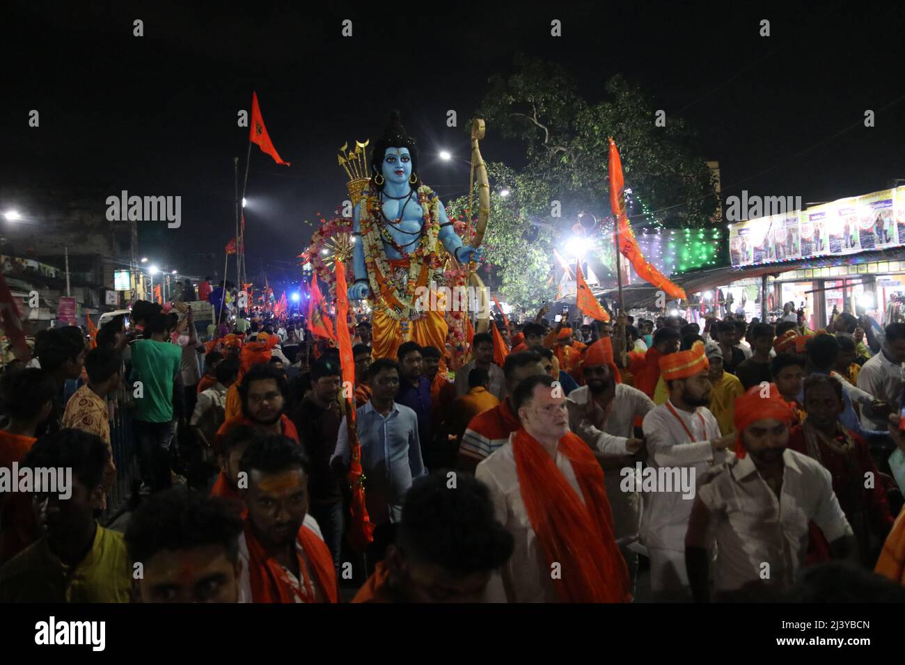 Kolkata, India. 10th Apr, 2022. Indian devotees take part in a religious procession to mark the ...