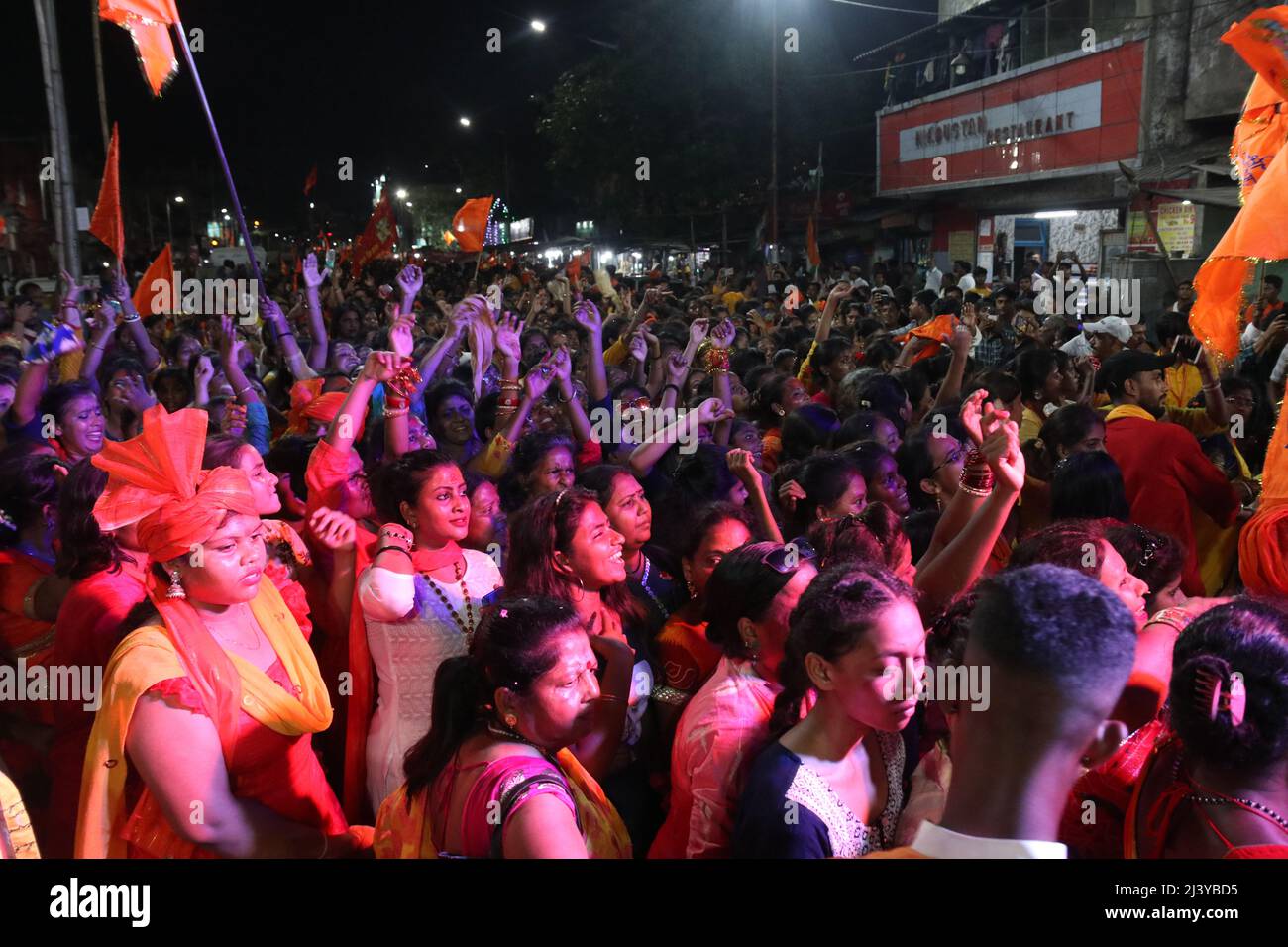 Kolkata, India. 10th Apr, 2022. Indian devotees take part in a religious procession to mark the ...