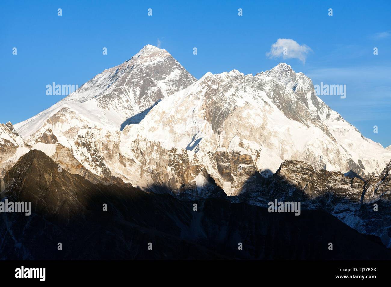 Mount Everest and Mt Lhotse from Renjo la pass, way to Everest base ...