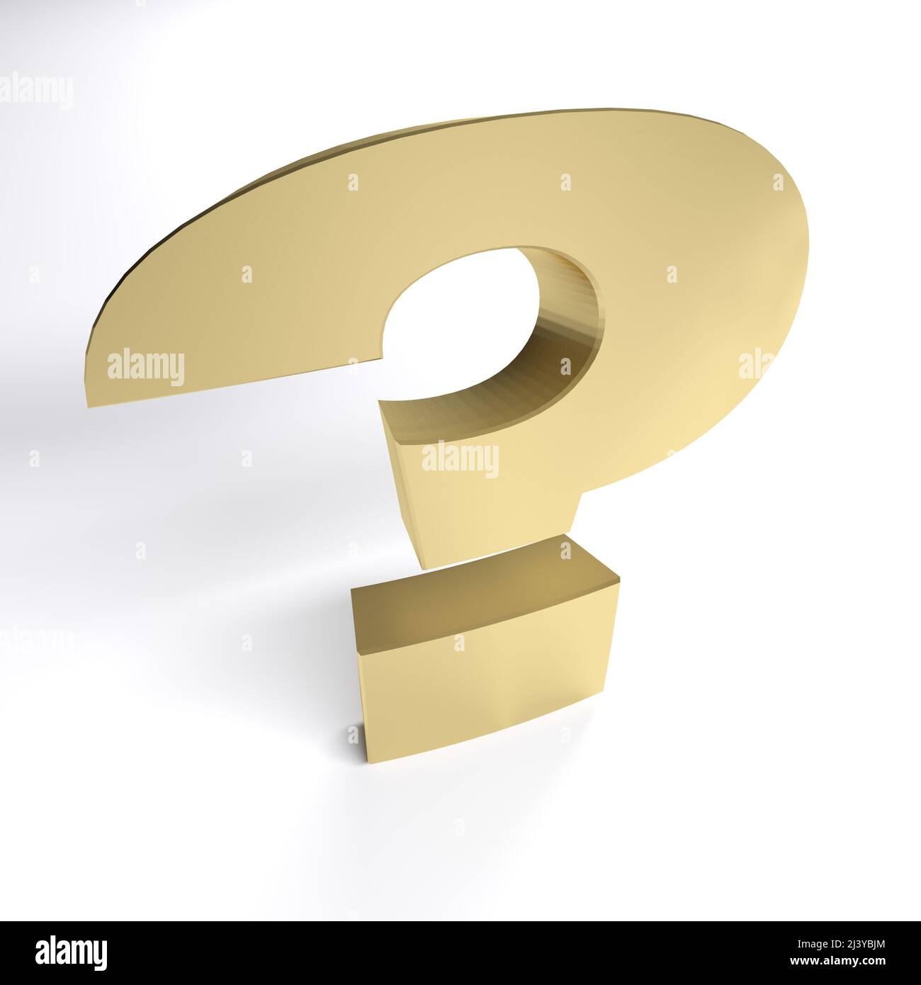 Question mark brass on white background - 3D rendering illustration ...
