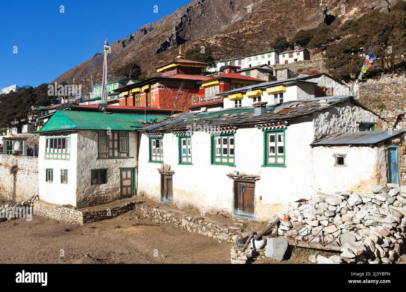 Pangboche village and gompa, monastery in Khumbu valley, Solukhumbu ...