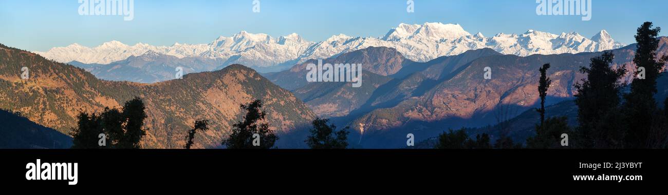 Mount Chaukhamba morning view, Himalaya, Indian Himalayas, great Himalayan range, mountain ...
