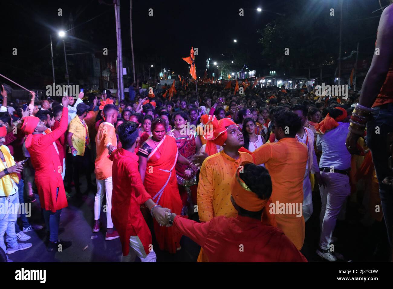 Kolkata, India. 10th Apr, 2022. Indian devotees take part in a religious procession to mark the ...