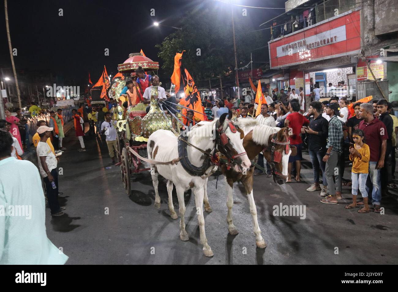 Kolkata, India. 10th Apr, 2022. Indian devotees take part in a religious procession to mark the ...