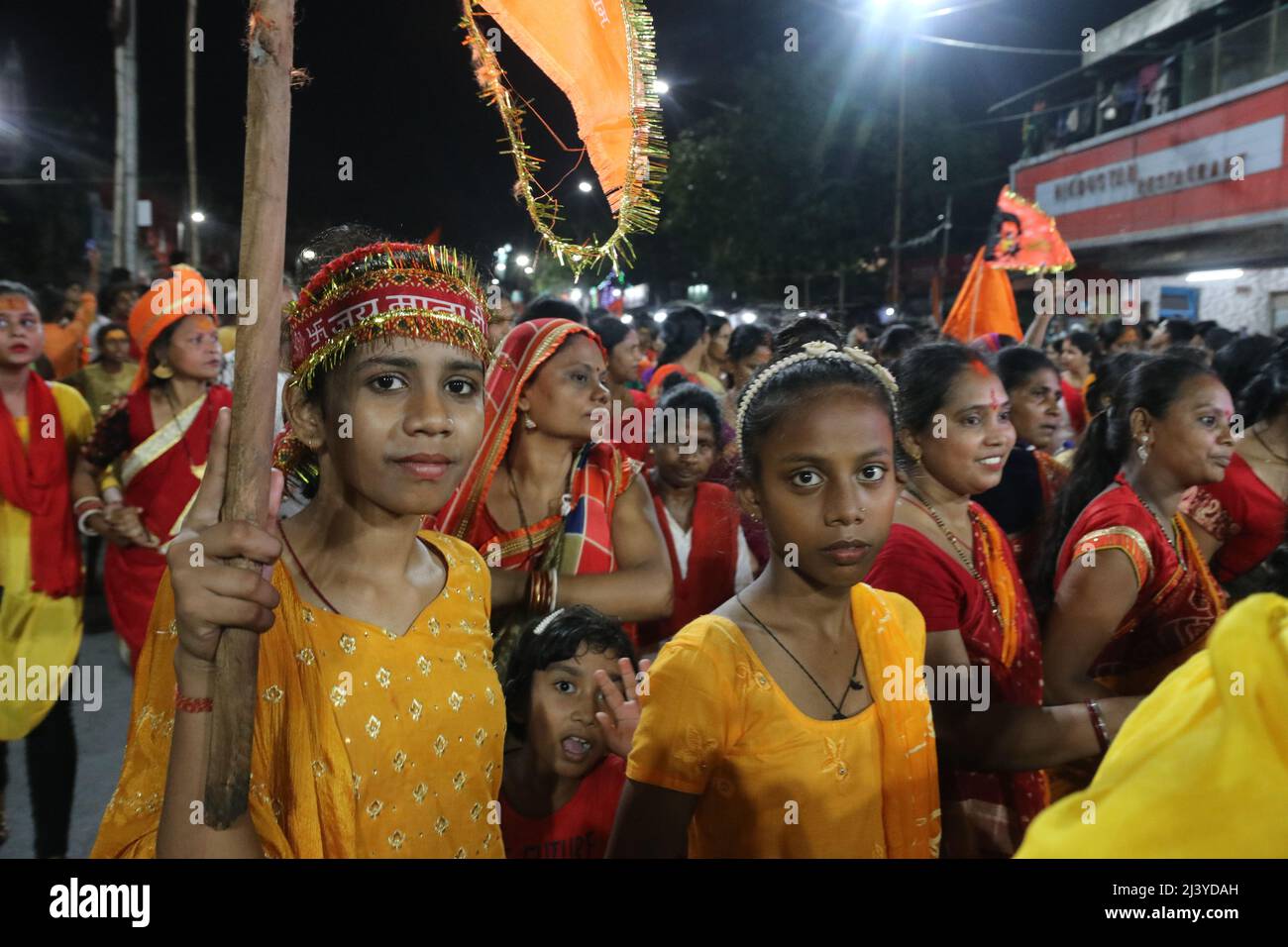 Kolkata, India. 10th Apr, 2022. Indian devotees take part in a religious procession to mark the ...