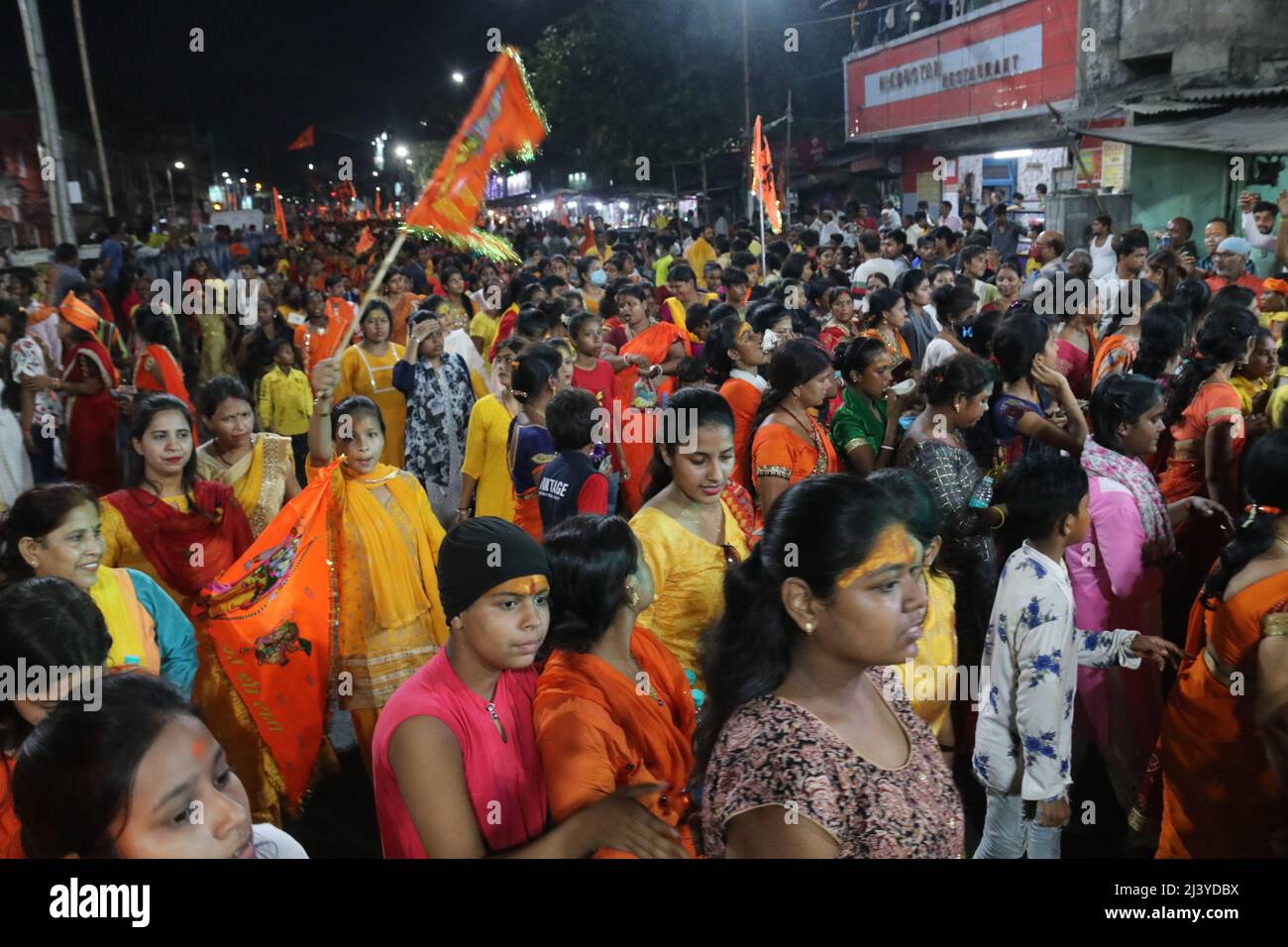 Kolkata, India. 10th Apr, 2022. Indian devotees take part in a religious procession to mark the ...