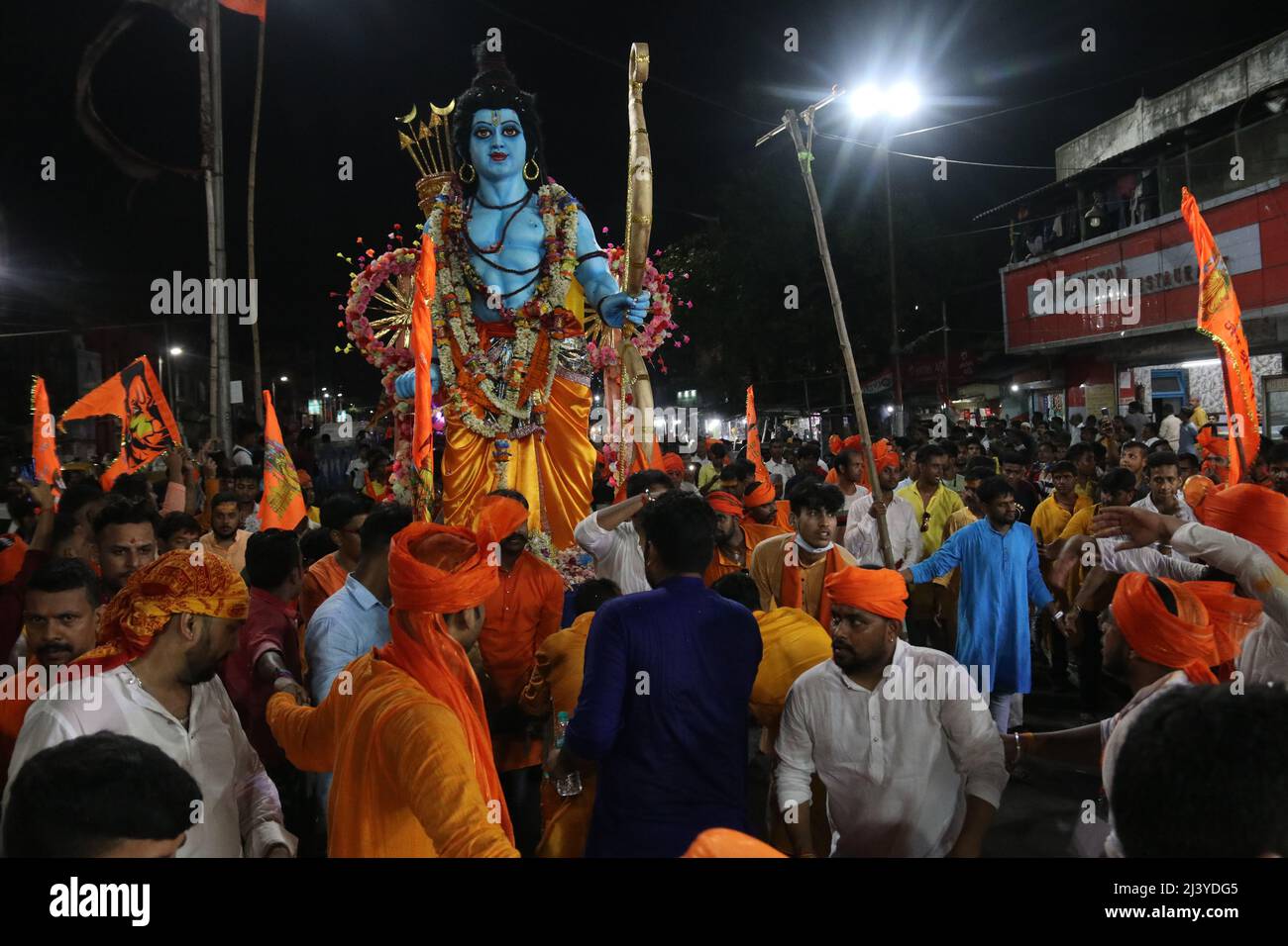 Kolkata, India. 10th Apr, 2022. Indian devotees take part in a religious procession to mark the ...