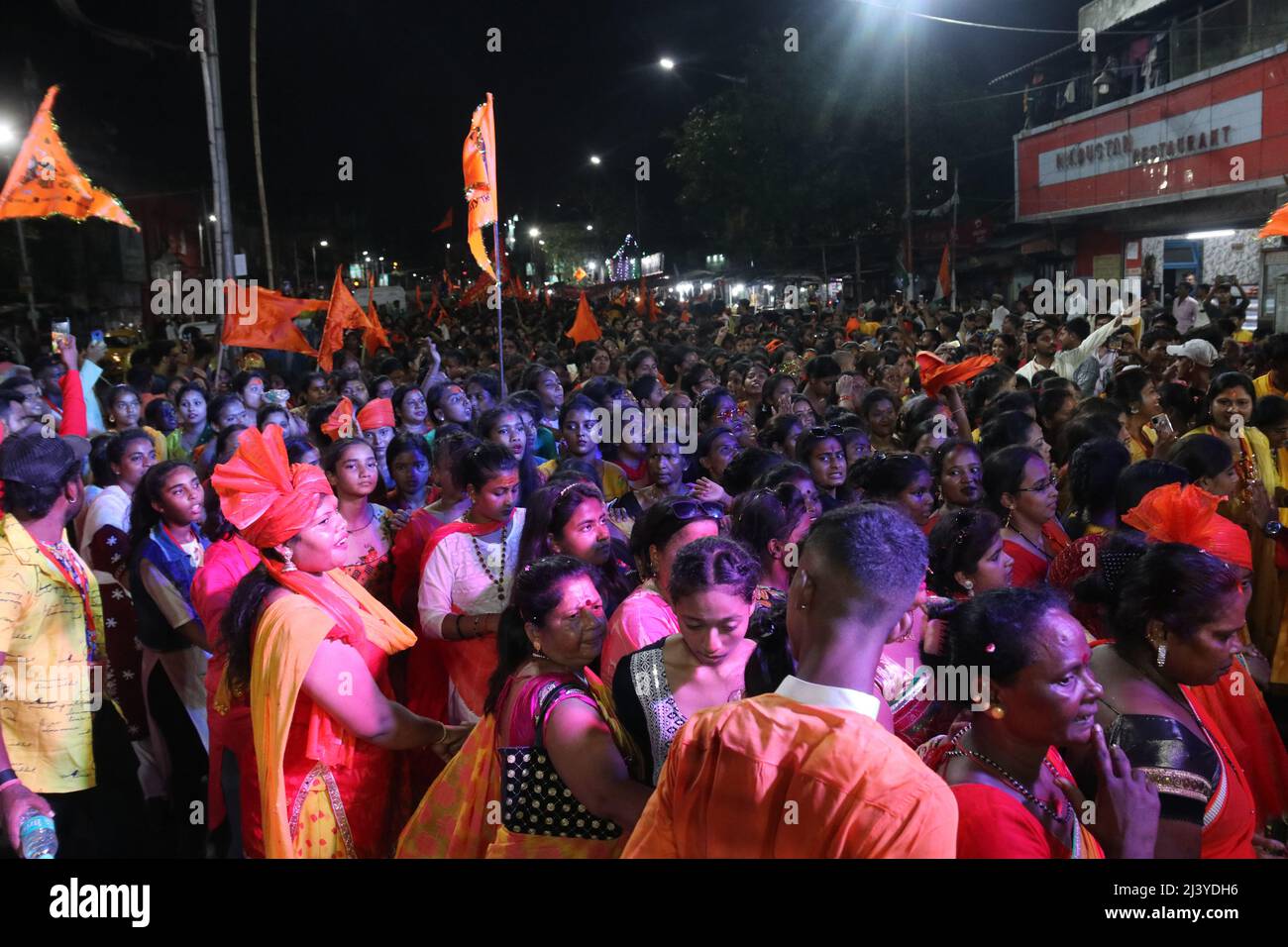 Kolkata, India. 10th Apr, 2022. Indian devotees take part in a religious procession to mark the ...