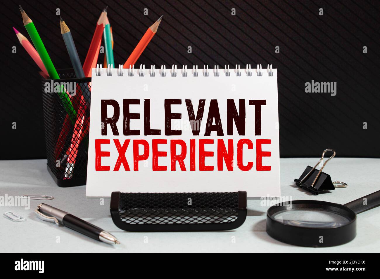 Notebook with Tools and Notes about RELEVANT EXPERIENCE, concept Stock ...