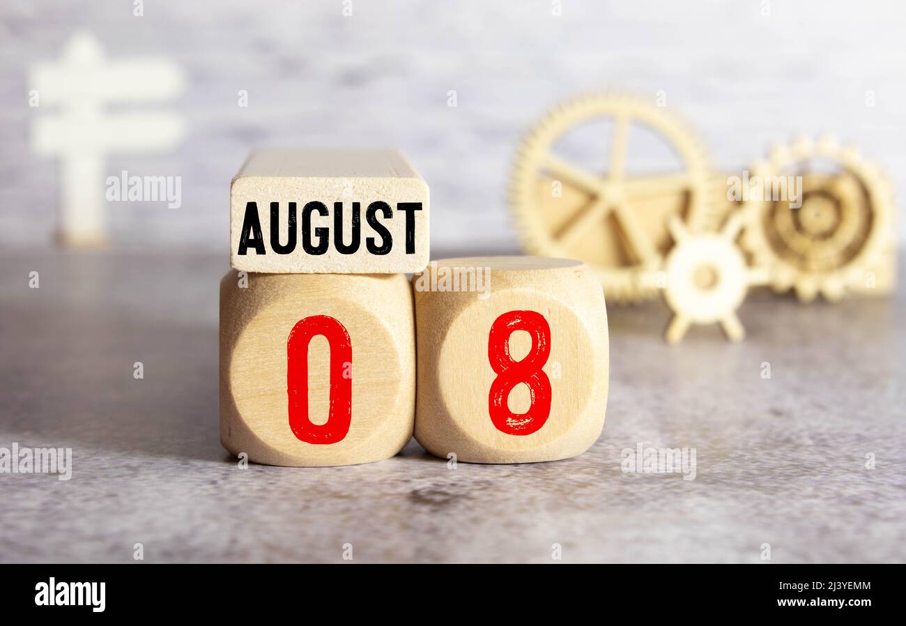 August Month, Appointment date with number cube design for background ...