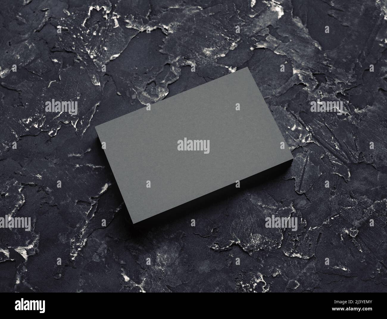 Blank grey business card mockup on black plaster background. Responsive ...